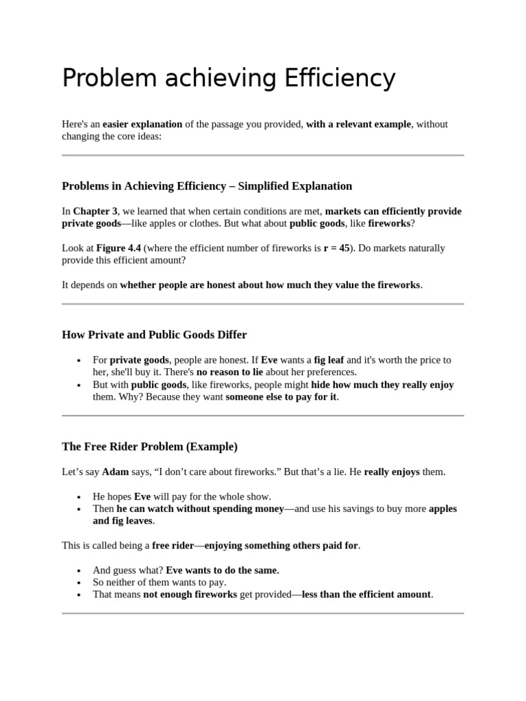 Problem Achieving Efficiency | PDF | Labour Economics | Price ...