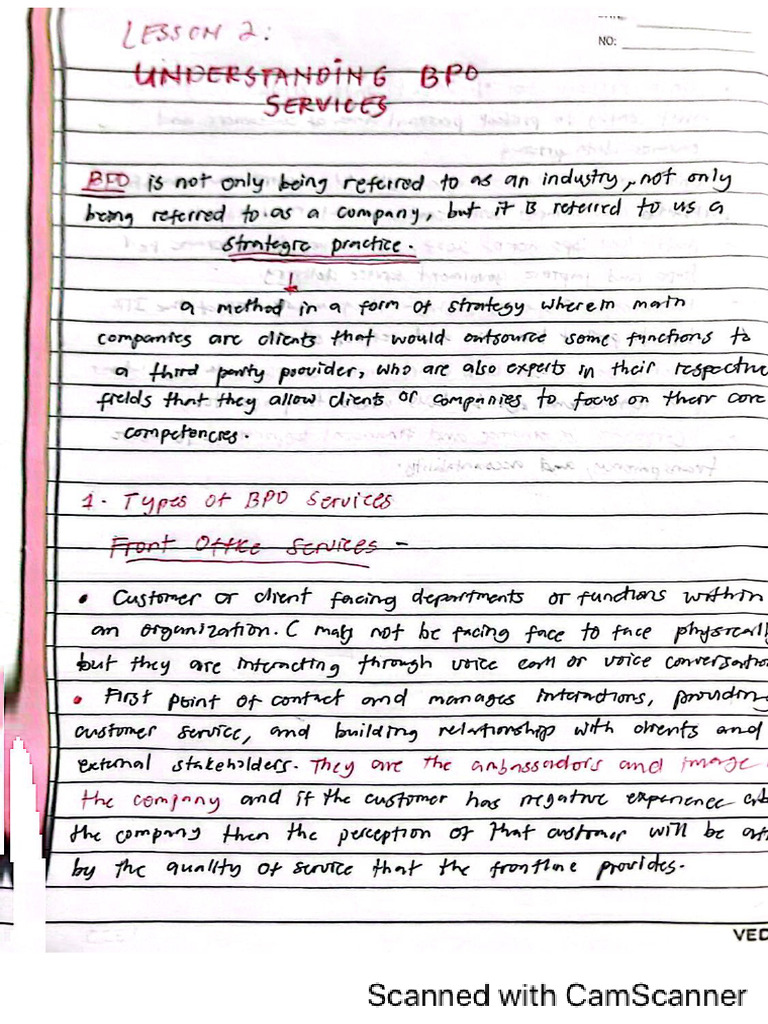 Lesson 2 Notes - Bpo | PDF