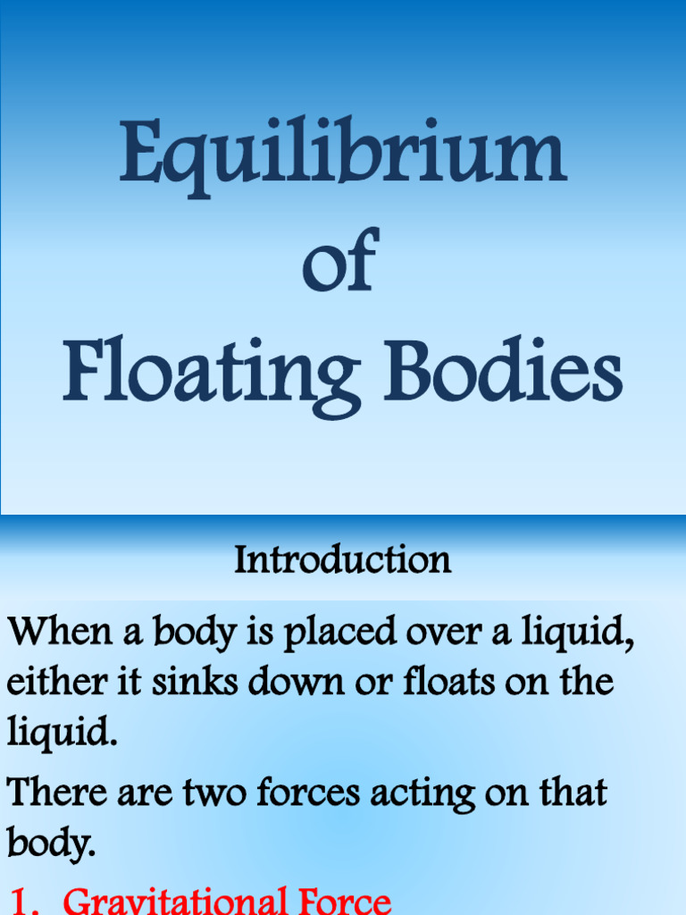 6.equilibrium 0f Floating Bodies | PDF | Buoyancy | Weight