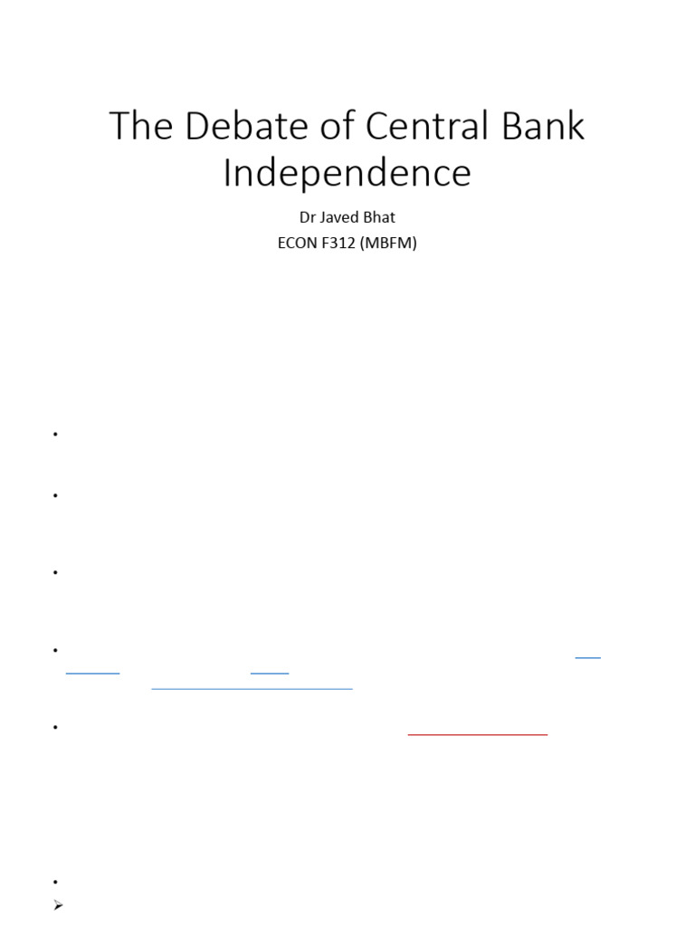 The Debate of Central Bank Independence | PDF | Central Banks ...