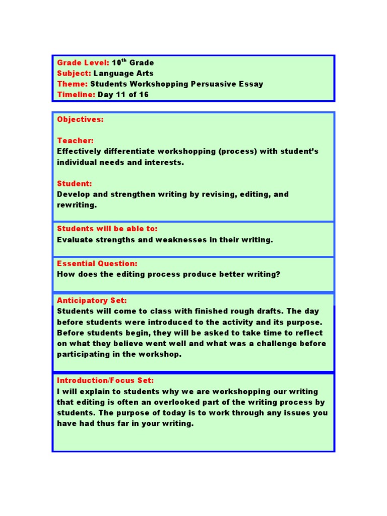 Persuasive Essay Workshop Guide | PDF | Essays | Education Theory