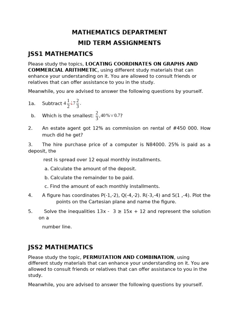 Mathematics and Further Maths Mid Term Assignments | PDF | Circle | Equations