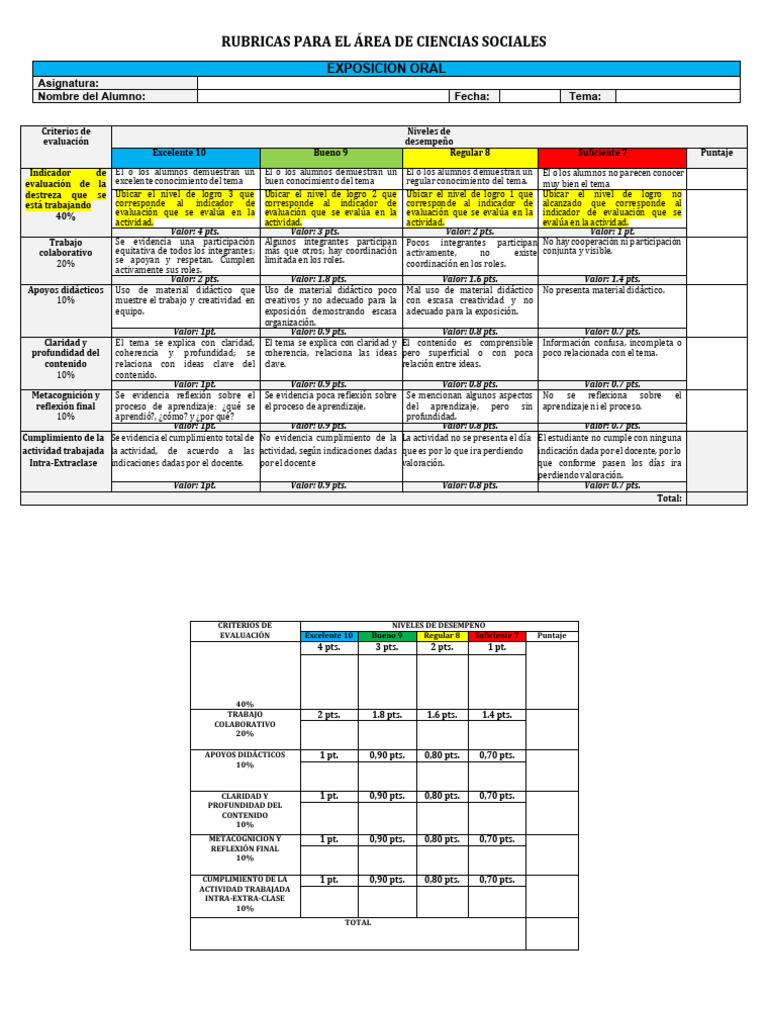 Rúbricas de Evaluación en Ciencias Sociales | PDF | Metacognición ...