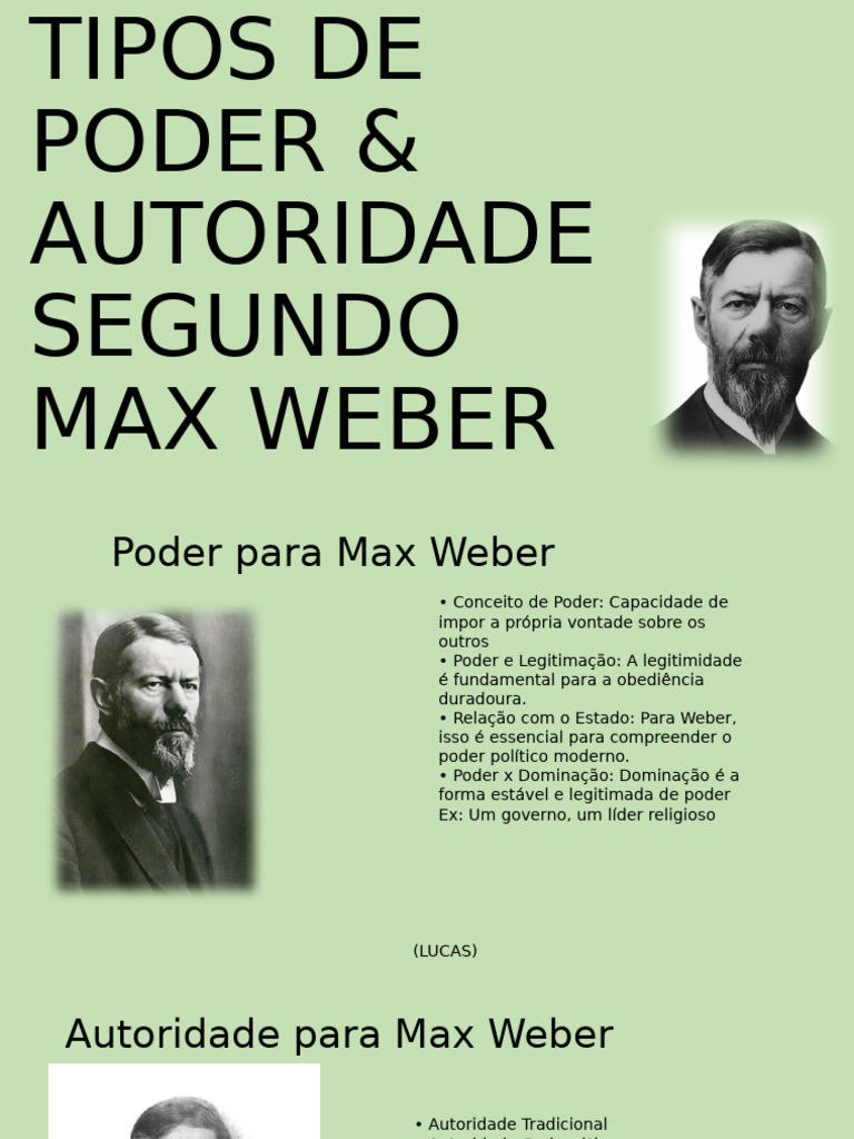 Tipos de Poder & Autoridade Segundo Max Weber | PDF | Poder (social e político) | Max Weber