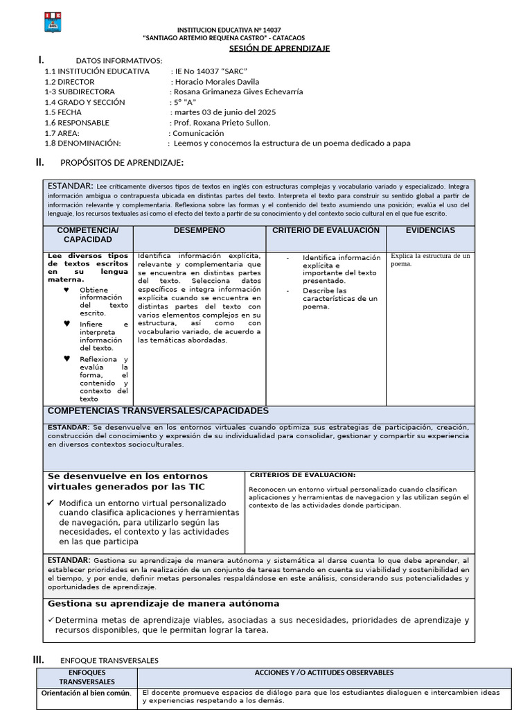 Leemos Sobre La Estructura de Un Poema | PDF | Aprendizaje | Maestros