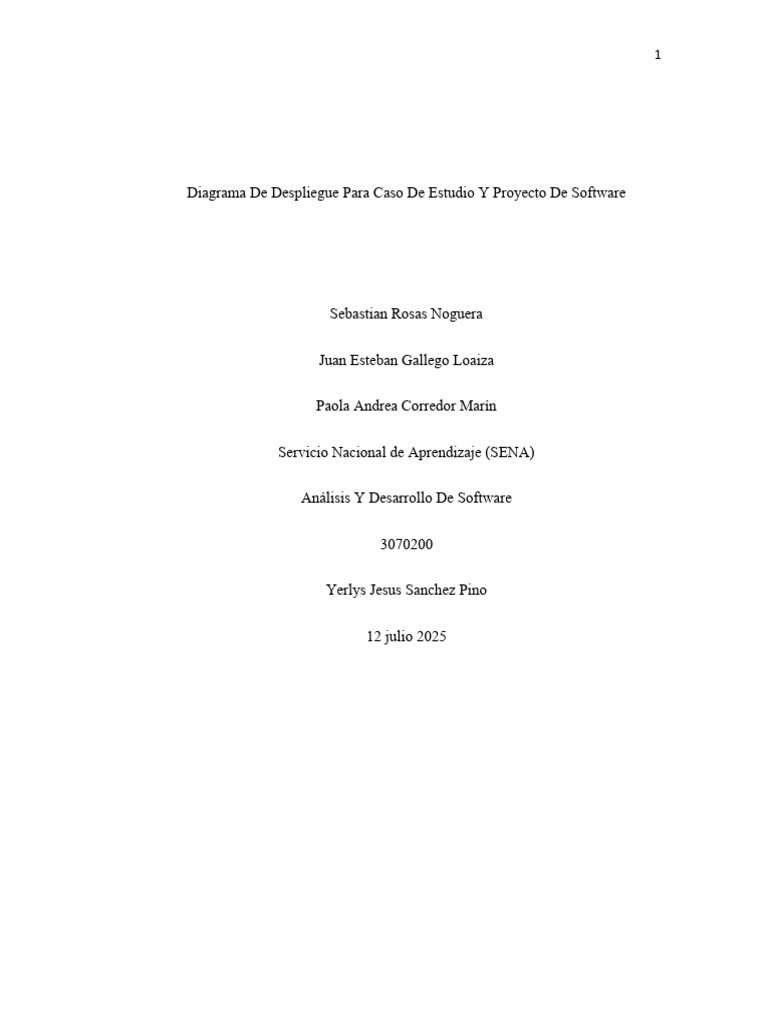 Diagrama de Despliegue para Caso de Estudio Y Proyecto de Software | PDF | Software | Bases de datos