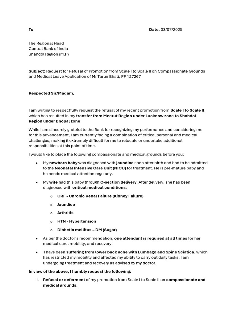 Promotion Refusal Request | PDF | Medicine | Medical Specialties