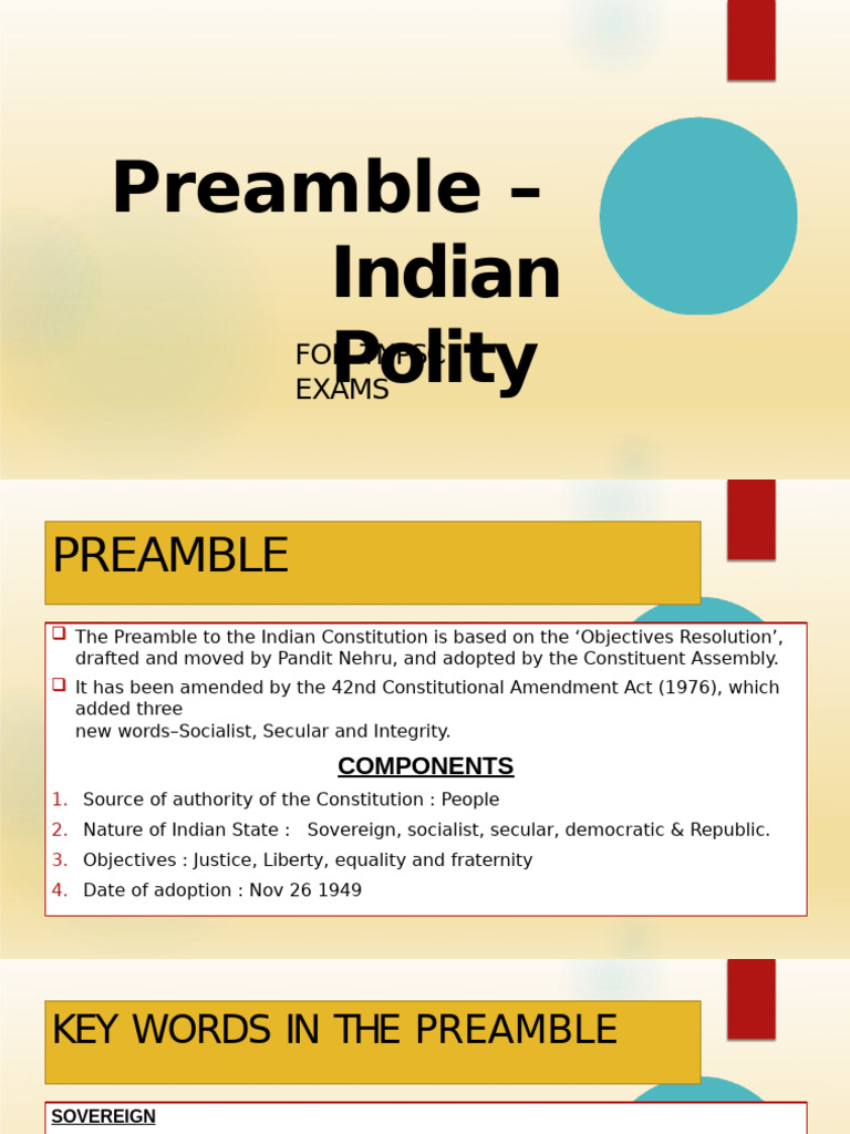 Preamble - Indian Polity | PDF | Justice | Crime & Violence