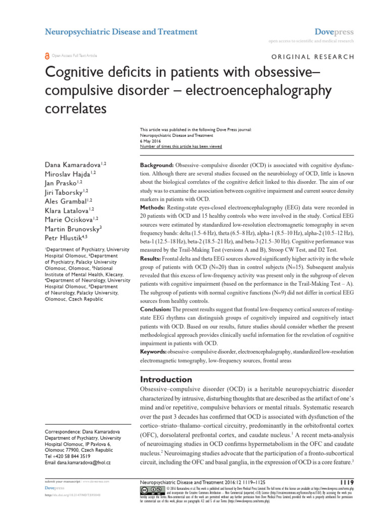 EEG Correlates of Cognitive Deficits in OCD | PDF | Obsessive ...