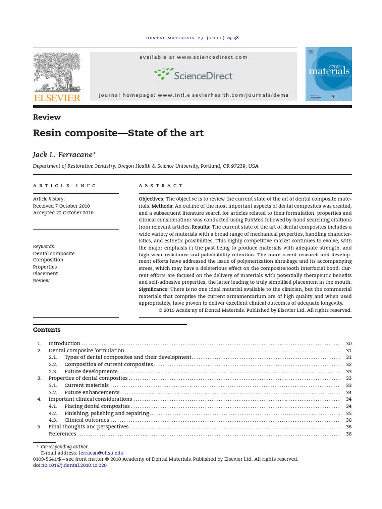 State of the Art in Dental Composites | PDF | Dental Composite ...