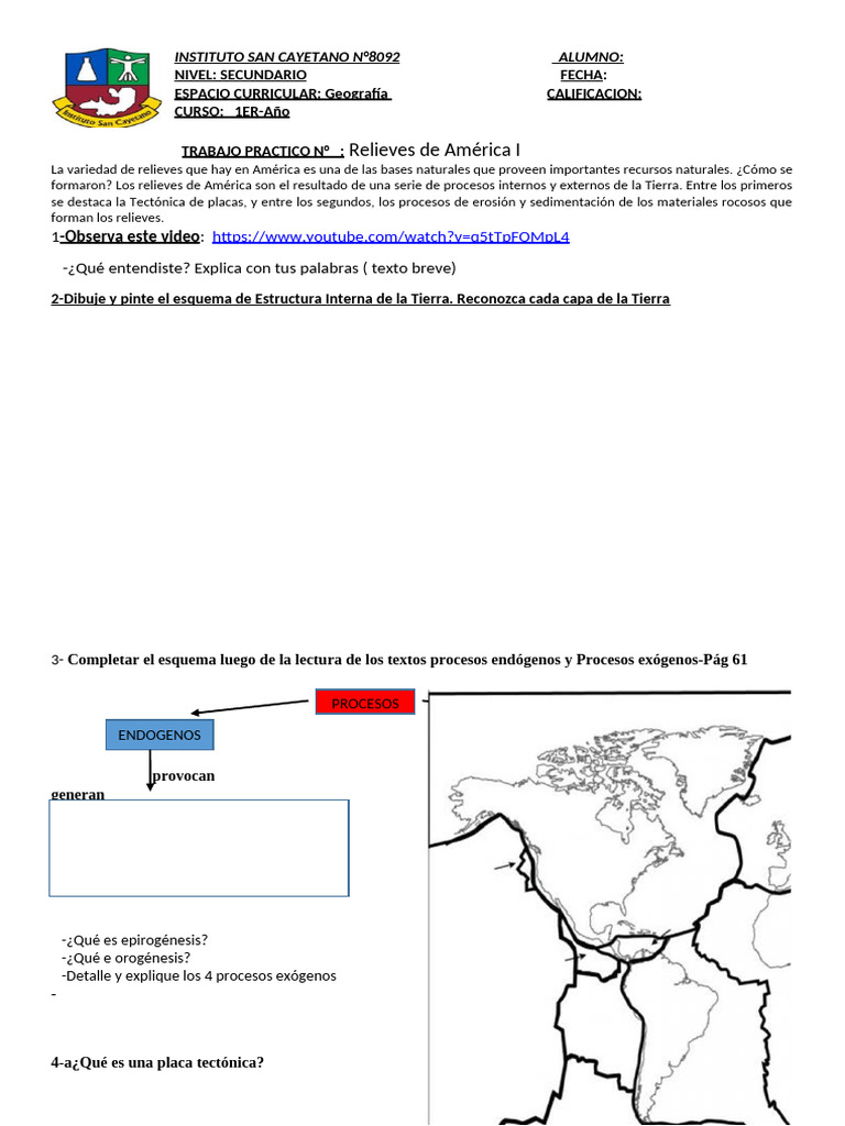 Practico 8-Relieve de America I-1er Año-Sanca 2025 | PDF