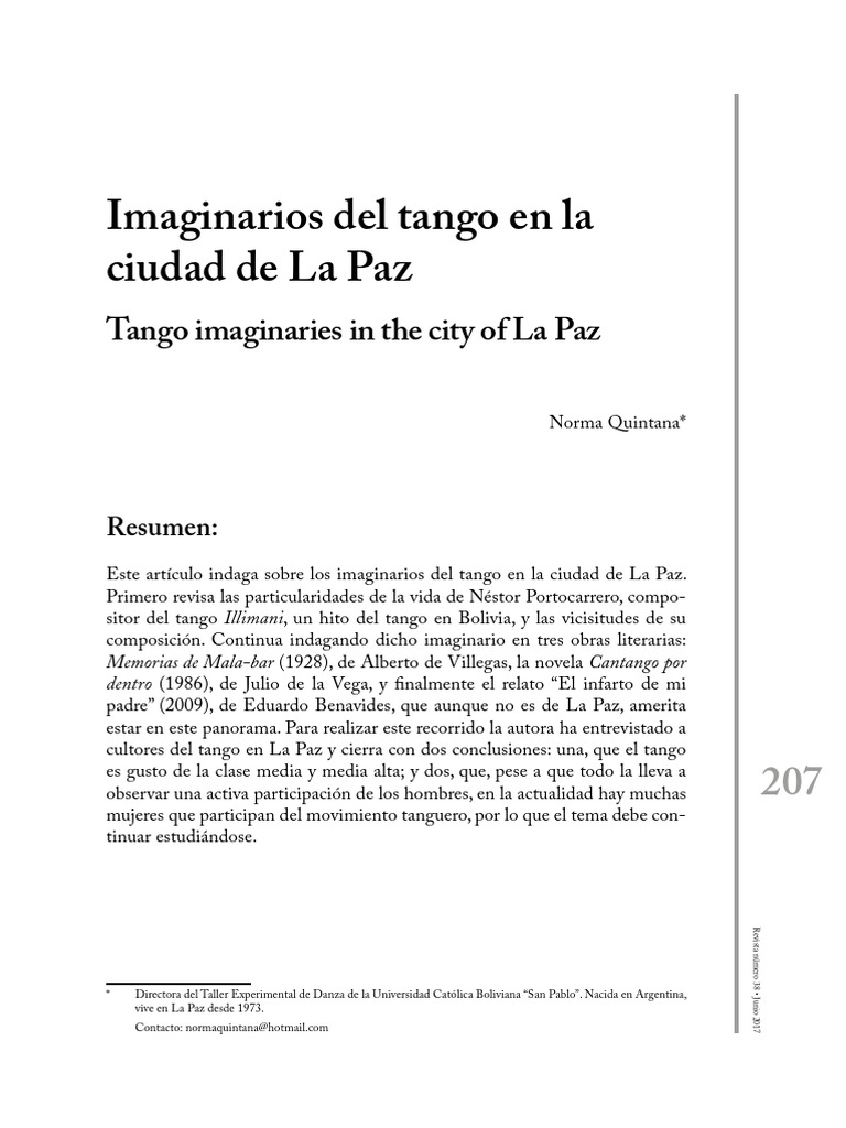 Imaginarios Del Tango en La Ciudad de La Paz | PDF | Musica Tango ...