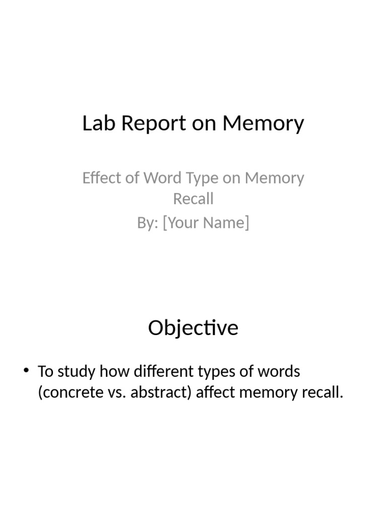 Lab Report On Memory | PDF