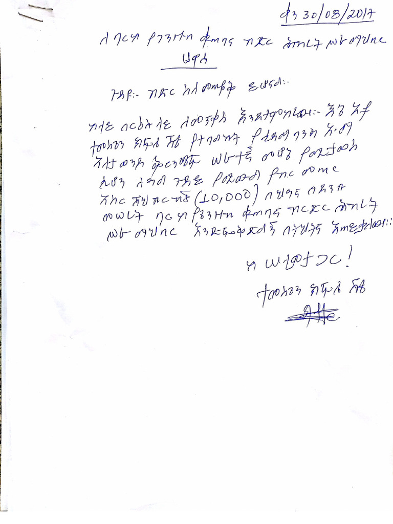 Loan Request Letter For Temesgen Kifile | PDF