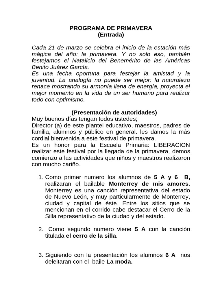 Programa de Primavera | PDF