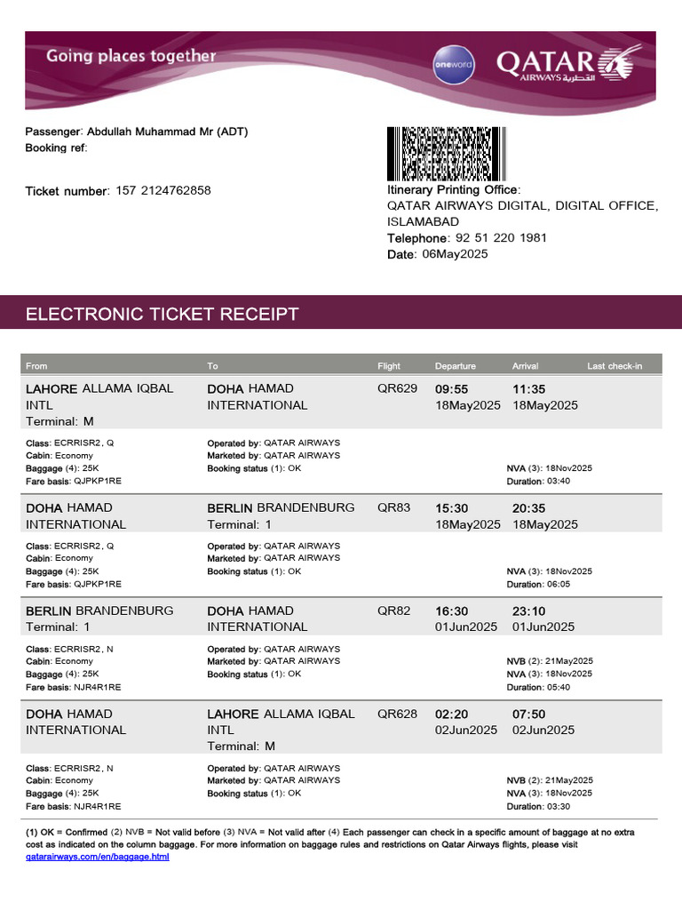 Your Electronic Receipt | PDF | Airlines