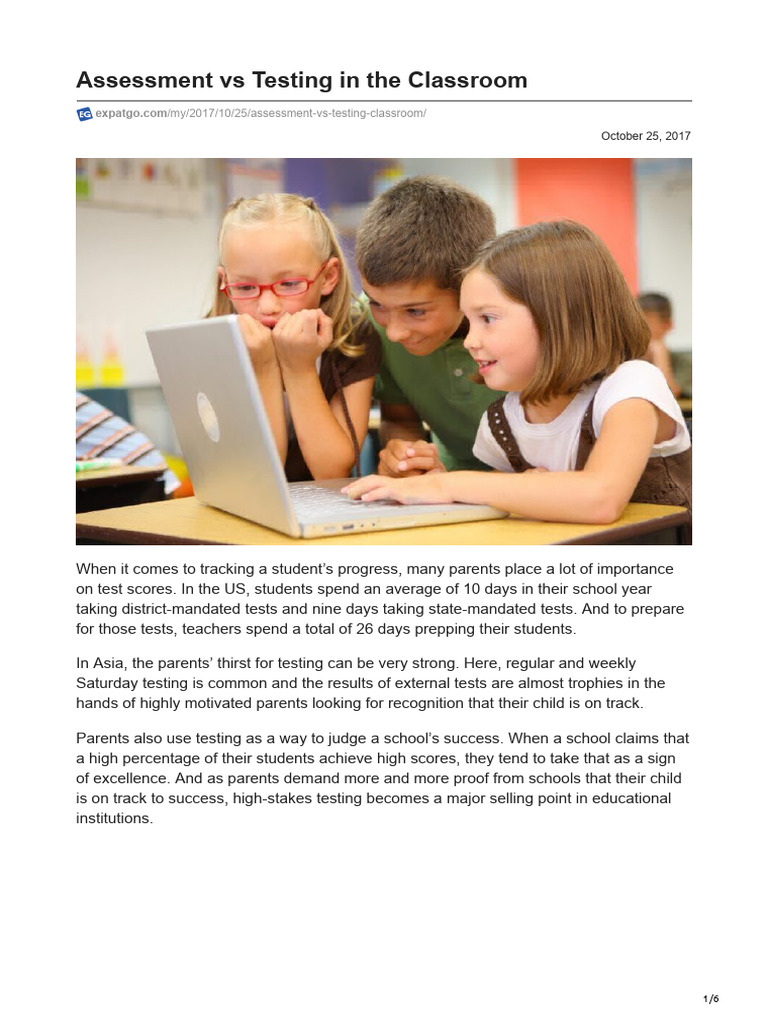 Assessment Vs Testing in The Classroom | PDF | Mindset | Intelligence