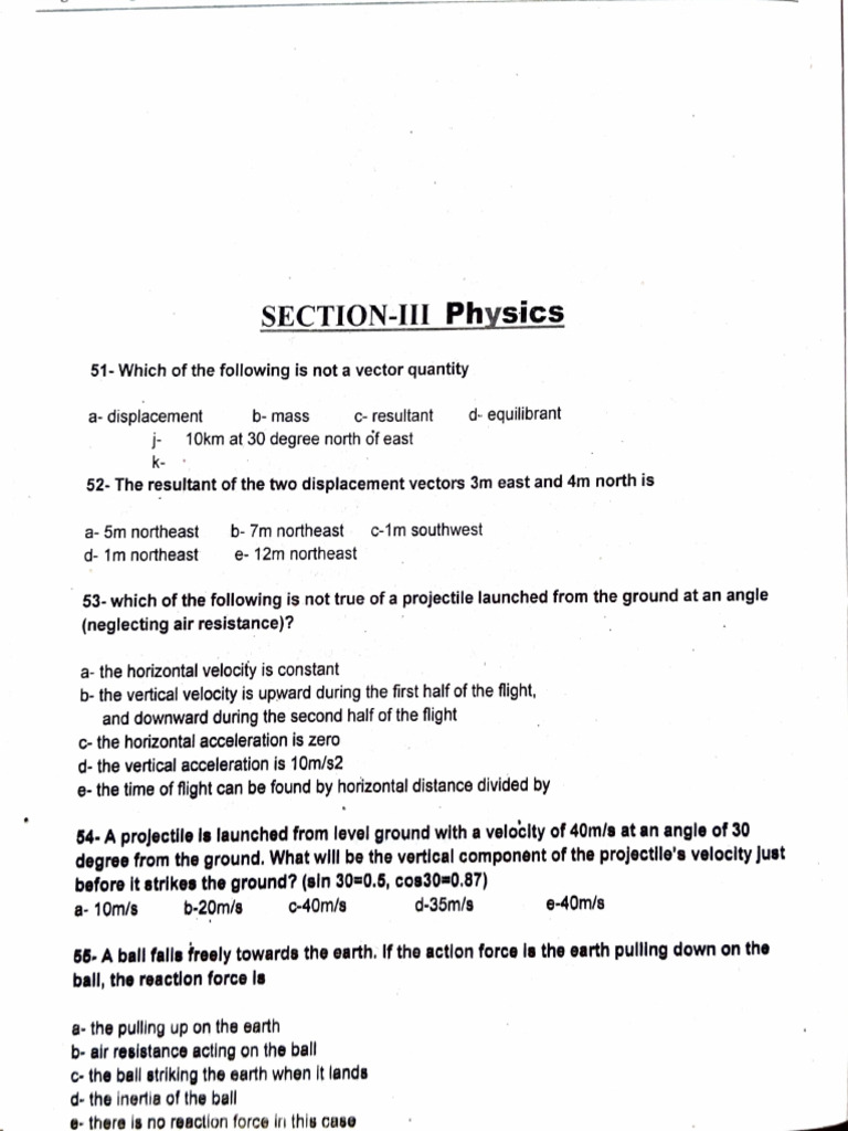 Physics Past Paper Part 4 | PDF | Force | Momentum