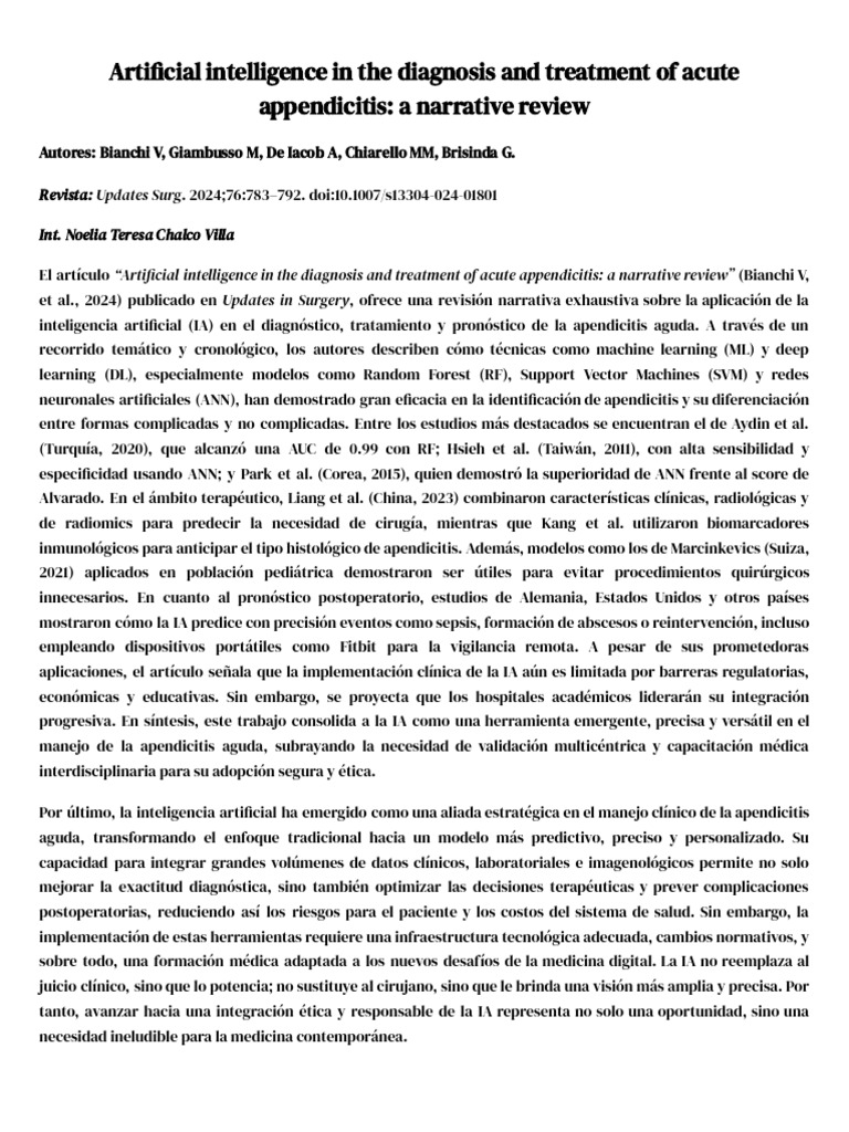 IA en diagnóstico y tratamiento de apendicitis | PDF | Inteligencia ...
