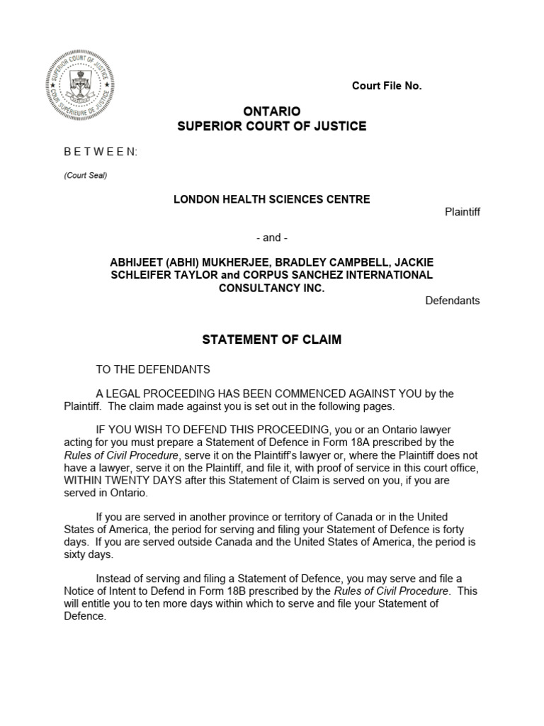 Statement of Claim CV-25-1748 | PDF | Damages | Fraud