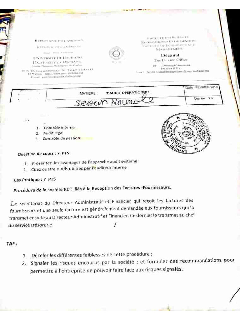 Sujet Audit Opérationnel Licence LP | PDF