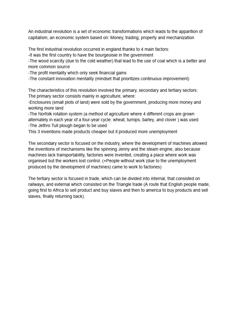 First Industrial Revolution Overview | PDF