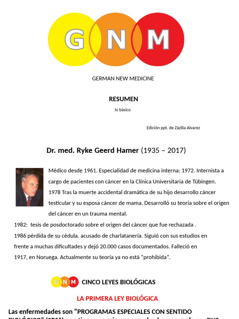 La Nueva Medicina Germánica, Ryke Geerd Hamer. Corto, para Clase. | PDF | Cerebro | Cáncer