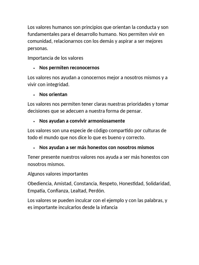 Los Valores Humanos | PDF