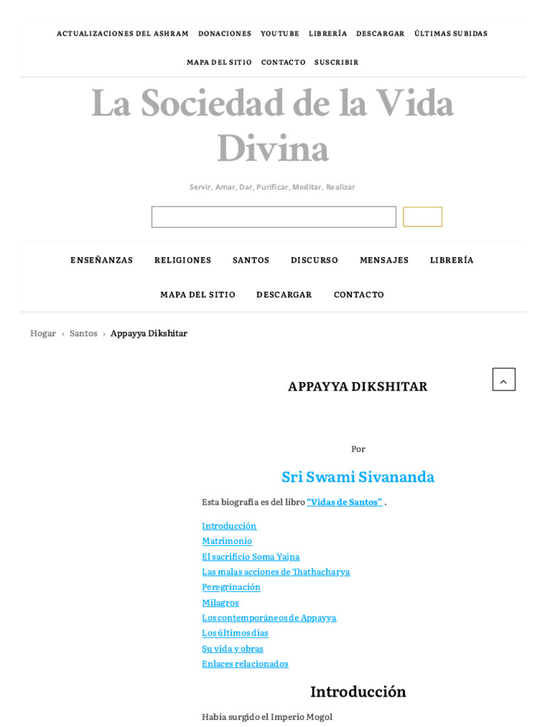 Appayya Dikshitar - La Sociedad de La Vida Divina | PDF | Vedanta ...
