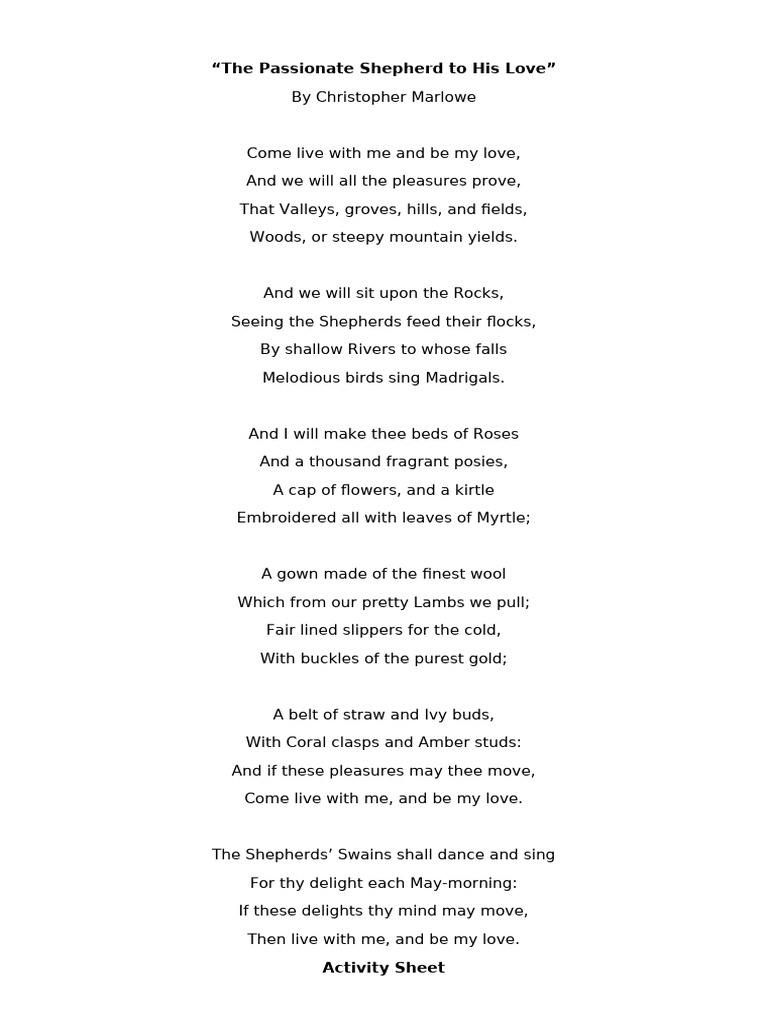 The Passionate Shepherd To His Love | PDF