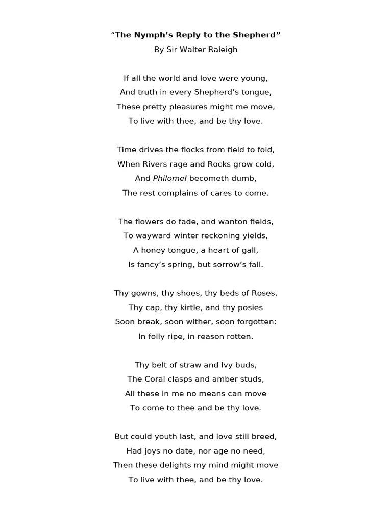 The Nymphs Reply To The Shepherd | PDF