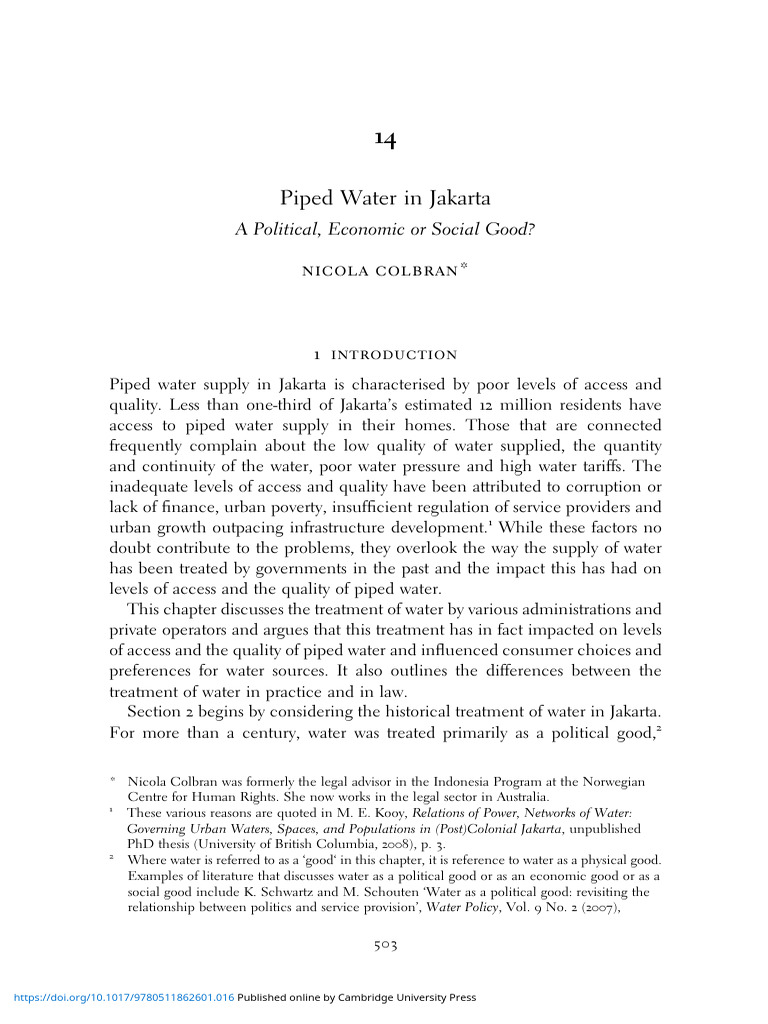 Piped Water Access Issues in Jakarta | PDF | Water Supply | Jakarta
