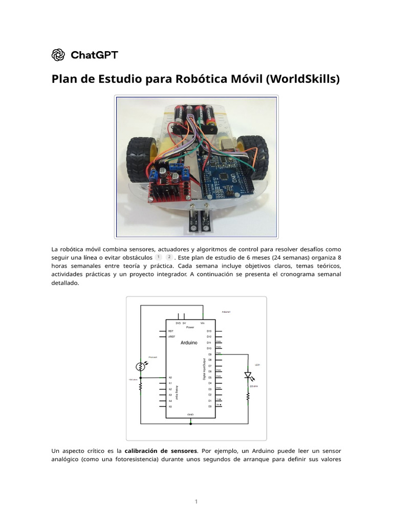 Plan de Estudio para Robótica Móvil (WorldSkills) | PDF | Arduino | Raspberry Pi