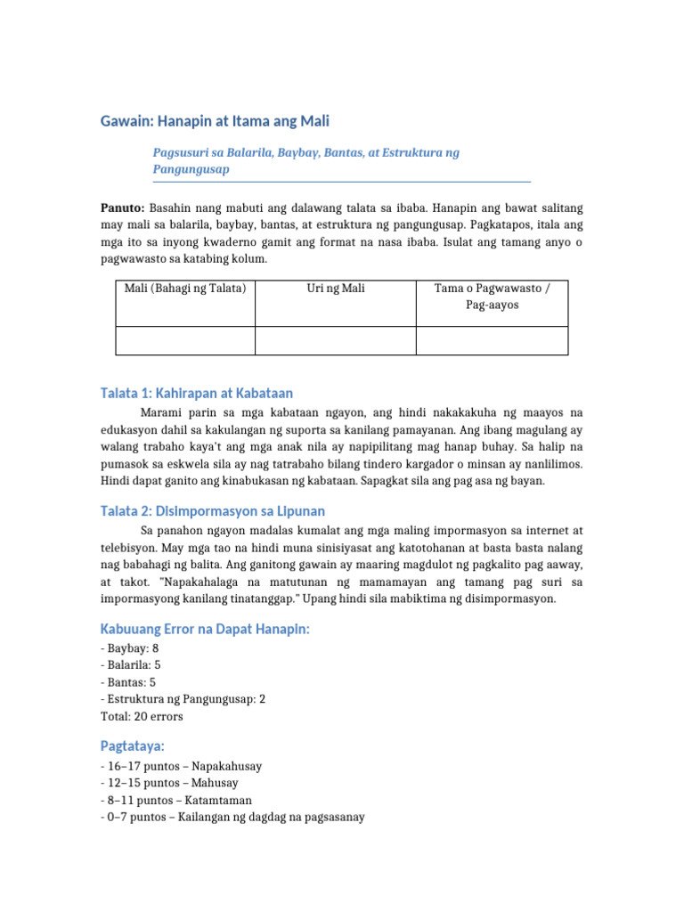 Gawain Hanapin at Itama Ang Mali Updated | PDF