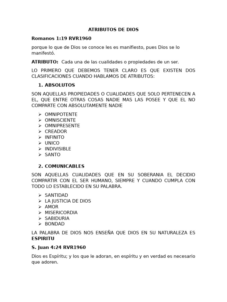 Atributos de Dios | PDF | Dios | Sarah