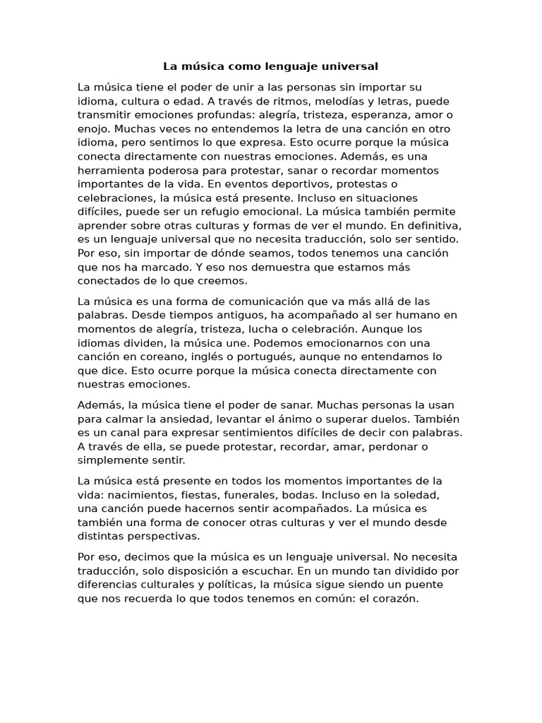 La Música Como Lenguaje Universal | PDF