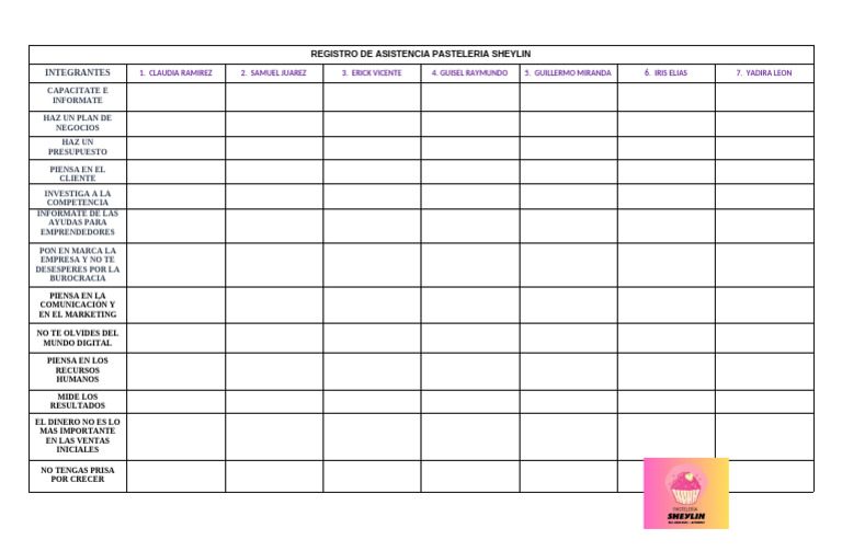 Registro de Asistencia Pasteleria Sheylin | PDF
