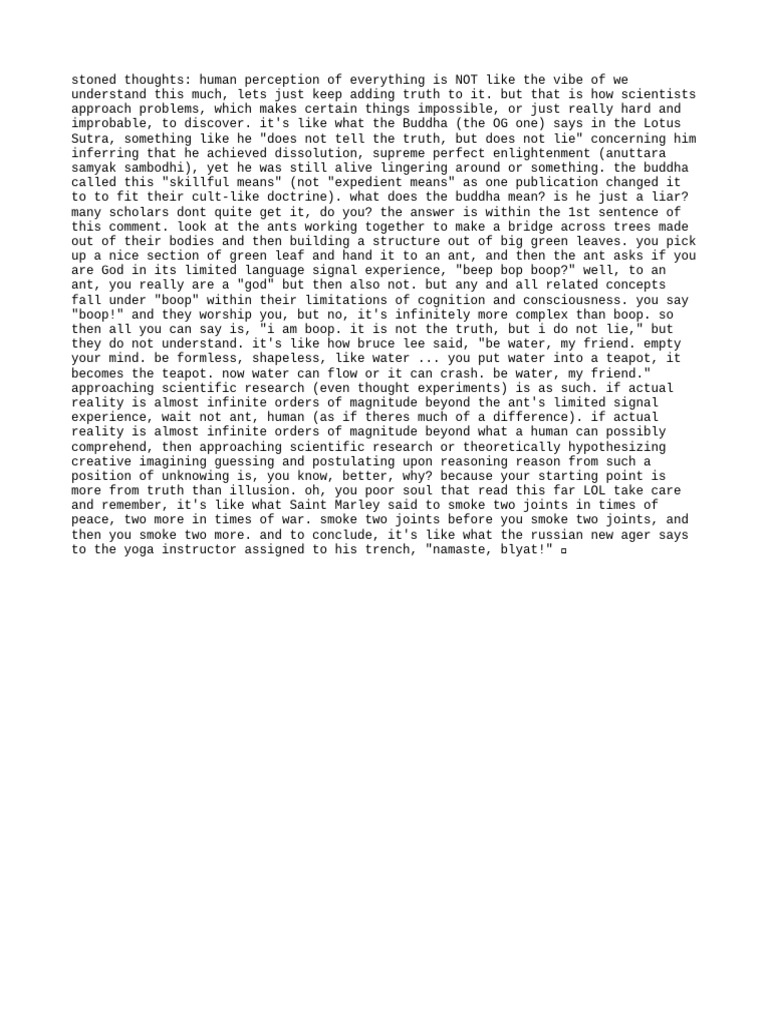 Stoned Thoughts - Human Perception of Everything Is NOT Like The Vibe ...