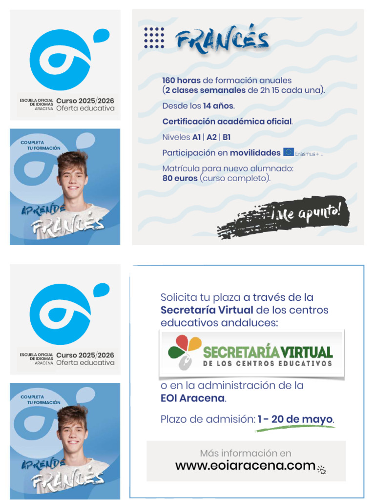 EOI Aracena - 2025-2026 - Francés A1-B1 | PDF