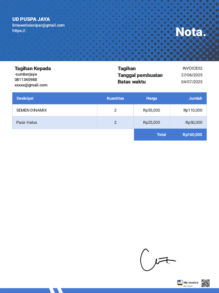 Invoice Tagihan Semen dan Pasir 2025 | PDF