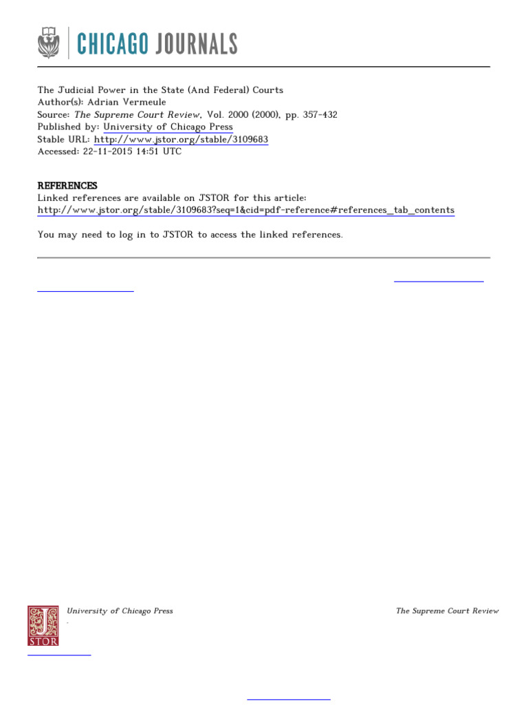 Adrian Vermeule - The Judicial Power in The State (And Federal) Courts ...