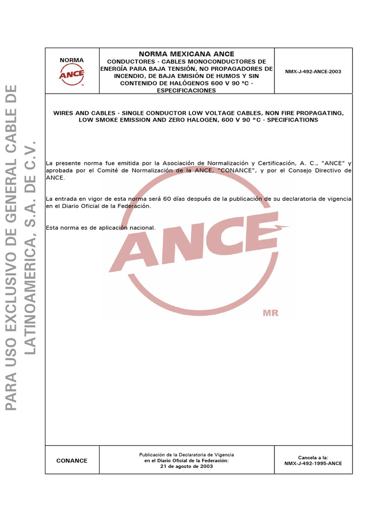Especificaciones de Cables Monoconductores | PDF | Conductor electrico ...