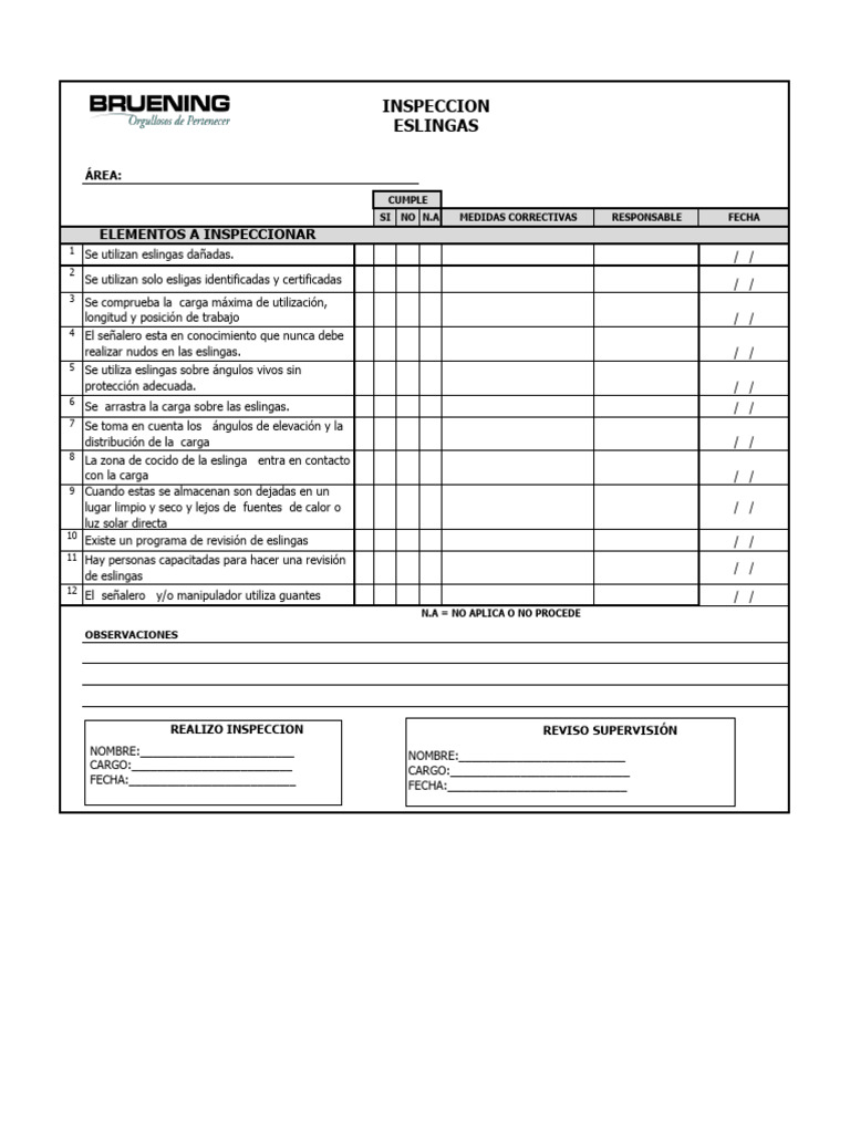 LC-PR-025 Inspeccion de Eslingas | PDF