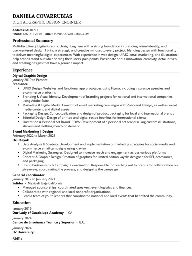 Daniela Covarrubias Resume | PDF | Graphic Design | Brand