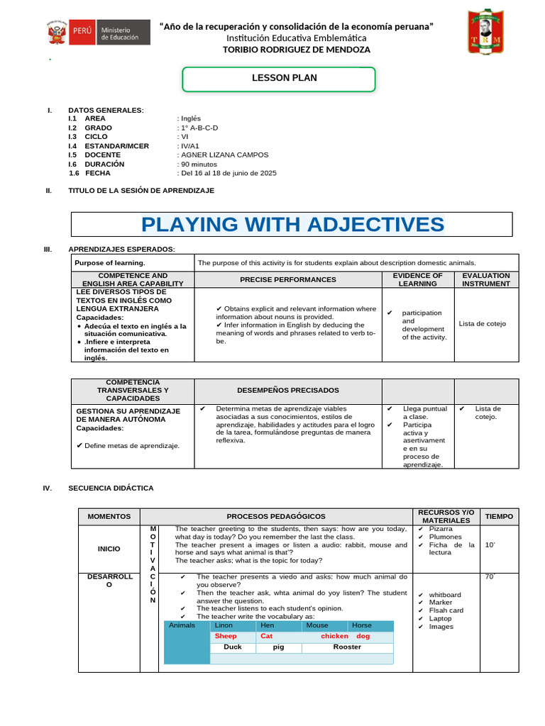 Lesson Plan June | PDF | Aprendizaje | Modificación de comportamiento