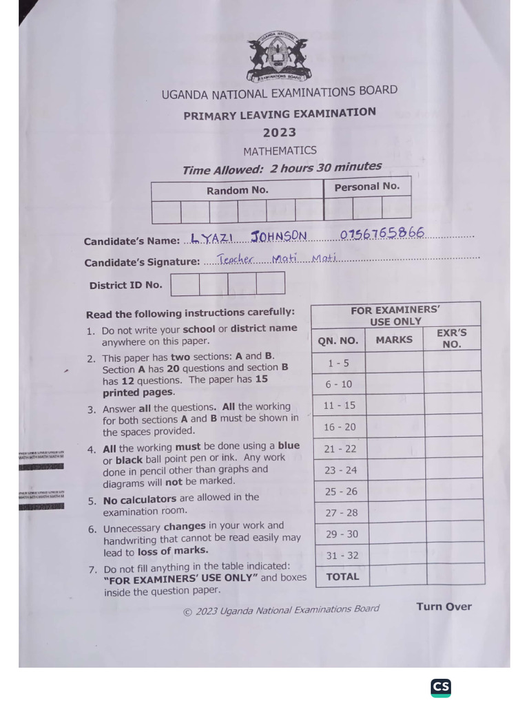 Ple 2023 Mathematics Guide | PDF