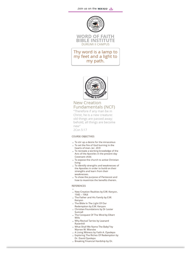 WOFBI Course Materials Overview | PDF