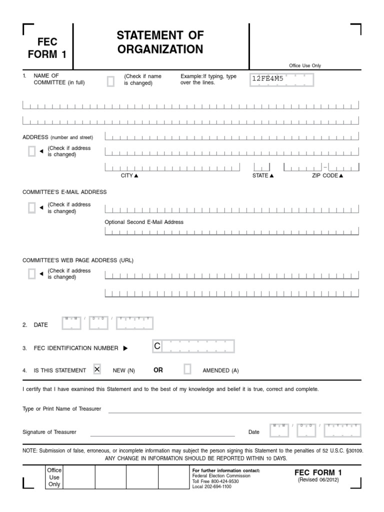 Crabtree 4 Congress FEC Form 1 | PDF | Political Action Committee ...