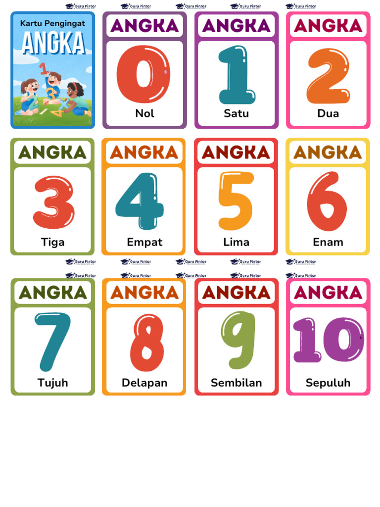 Kartu Pengingat Mengenal Angka 1-10 | PDF