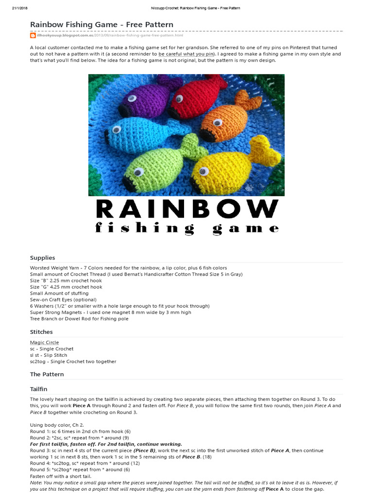 Free Crochet Rainbow Fishing Game Pattern | PDF | Crochet | Yarn